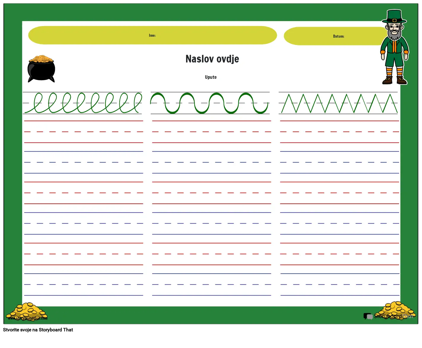 Radni List za Vježbanje Crtanja Linija Storyboard