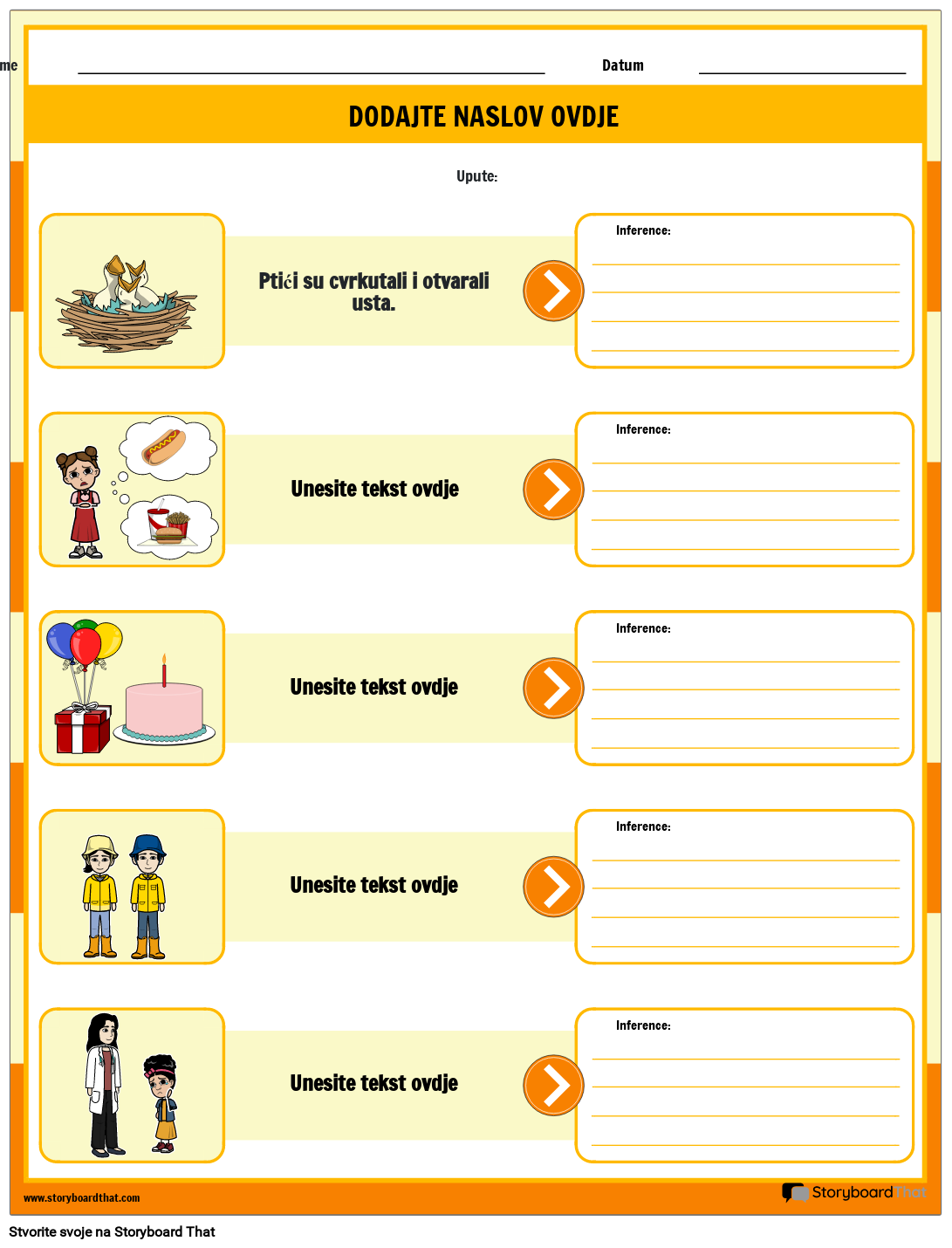 Radni List za Zaključivanje Crteža Storyboard by hr-examples