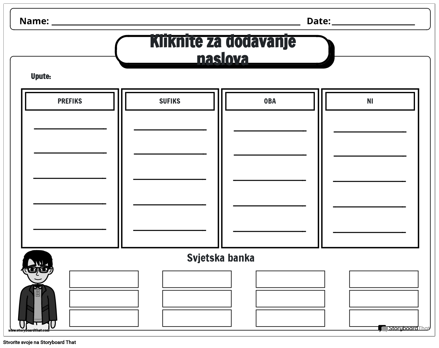 Sufiksi i Prefiksi Storyboard af hr-examples