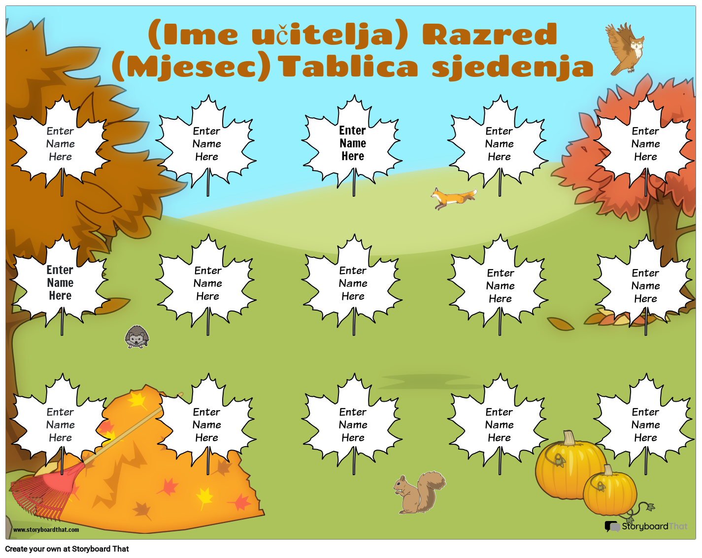 Tablica Sjedenja 5 Storyboard od Strane hr-examples
