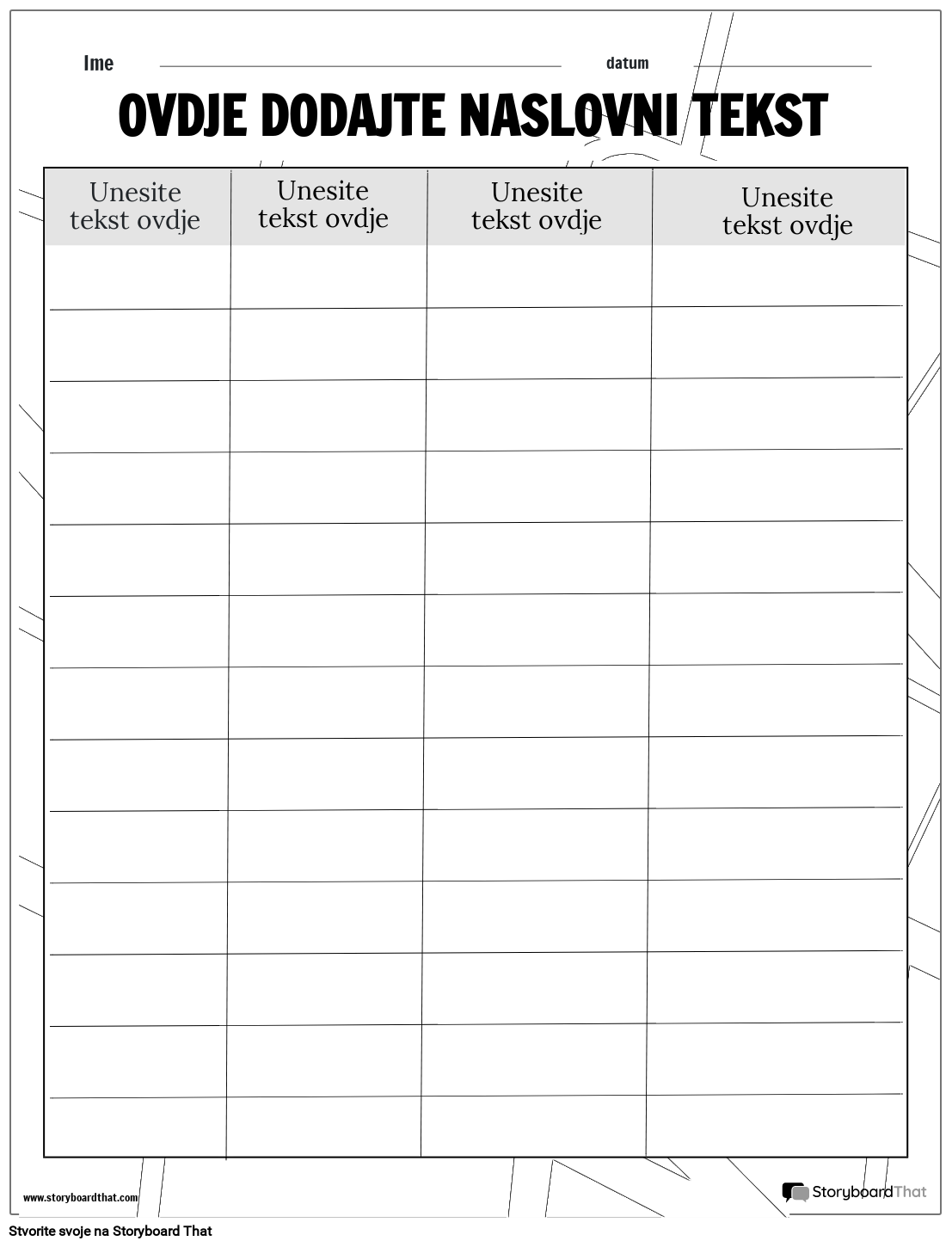 Tablični radni list Storyboard by hr-examples