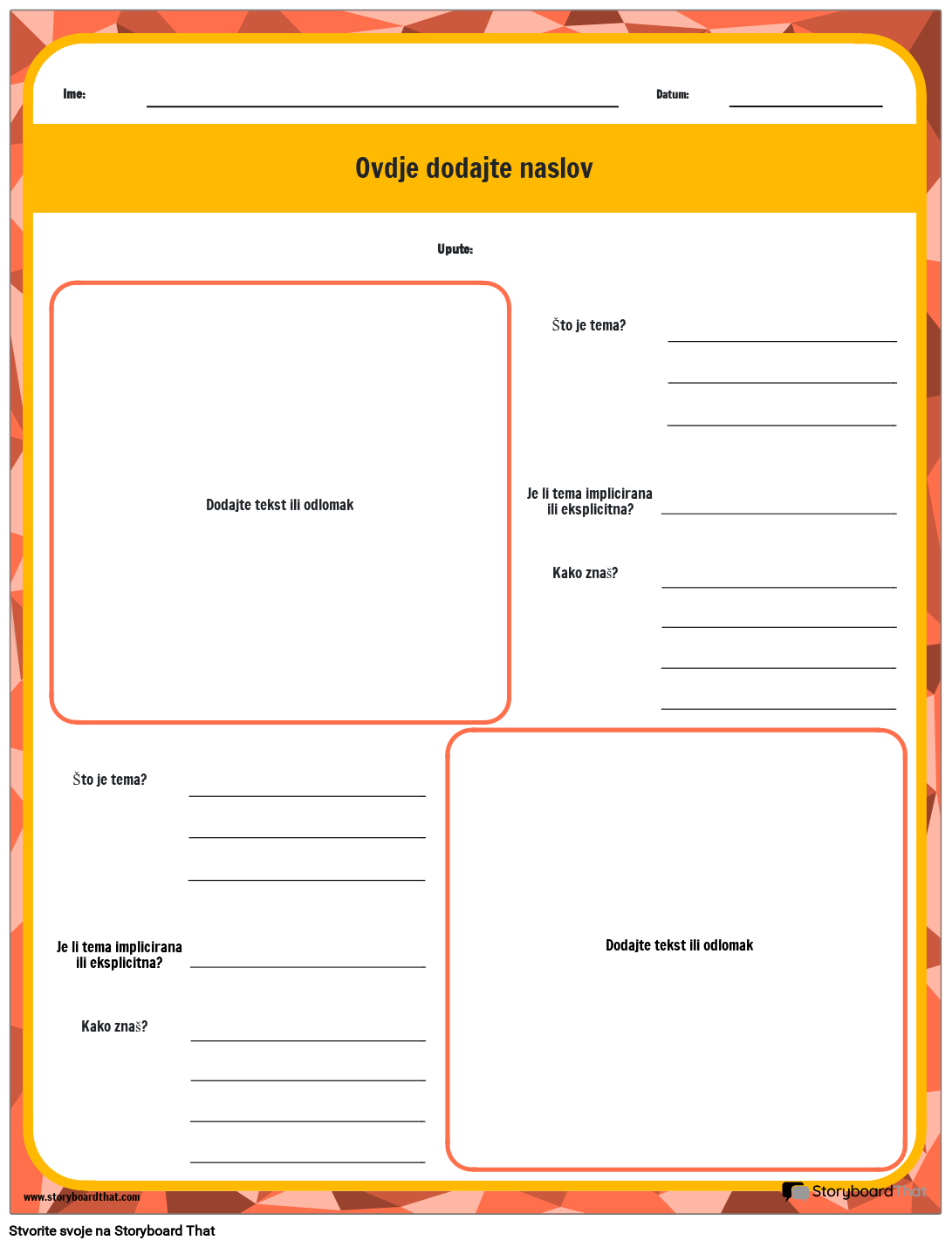 Tema Radnog Lista Priče Storyboard por hr-examples Tema Radnog Lista Priče Storyboard por hr-examples