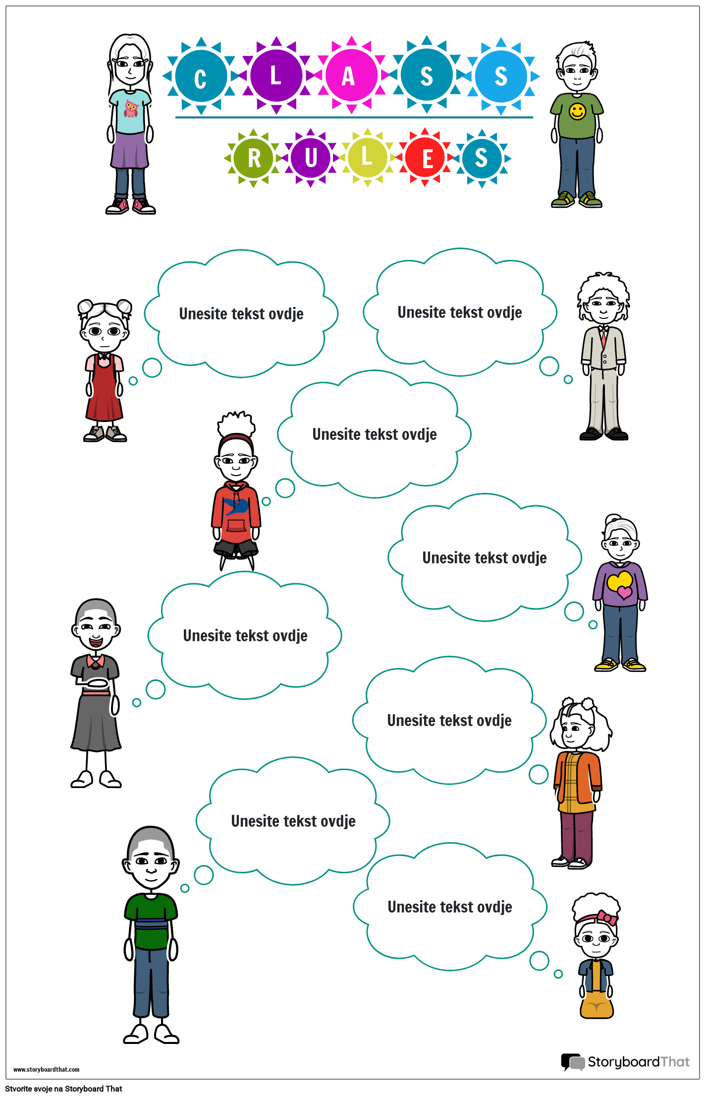 Zlatna Pravila za Učionicu Storyboard por hr-examples