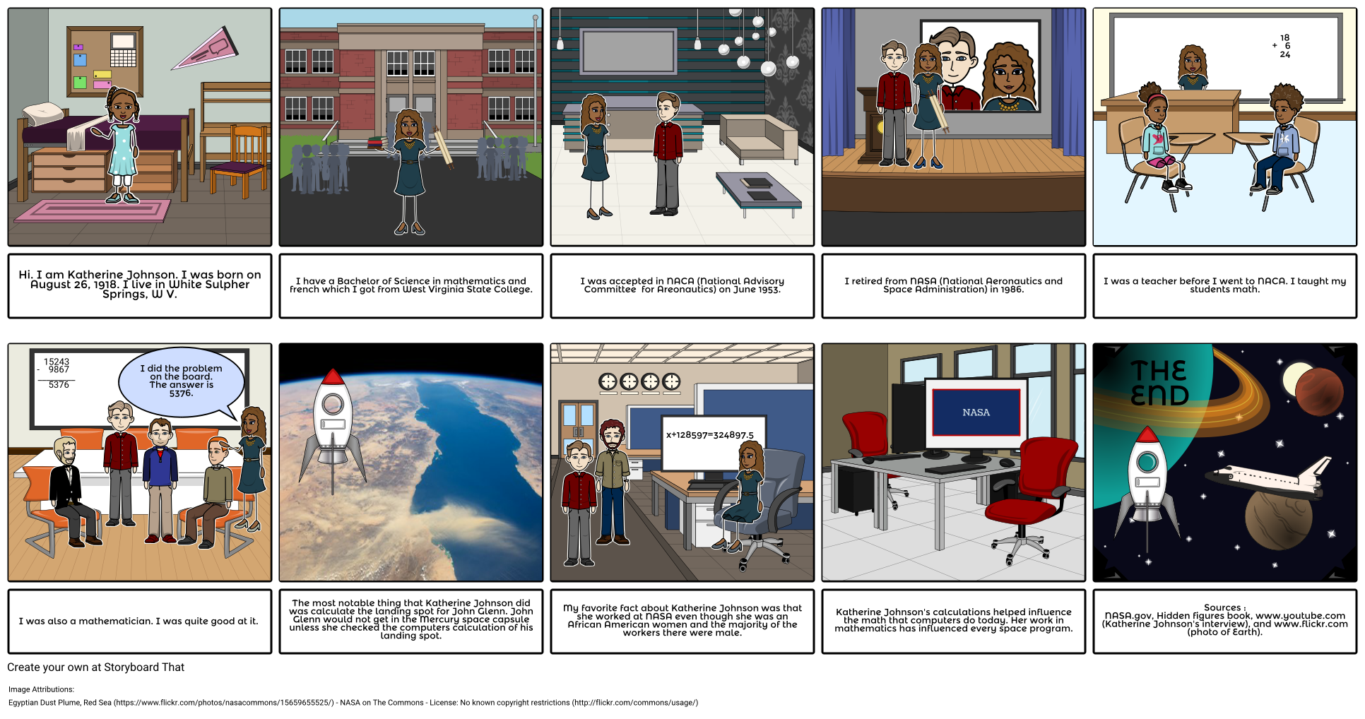 Multimedia project for Katherine Johnson Storyboard