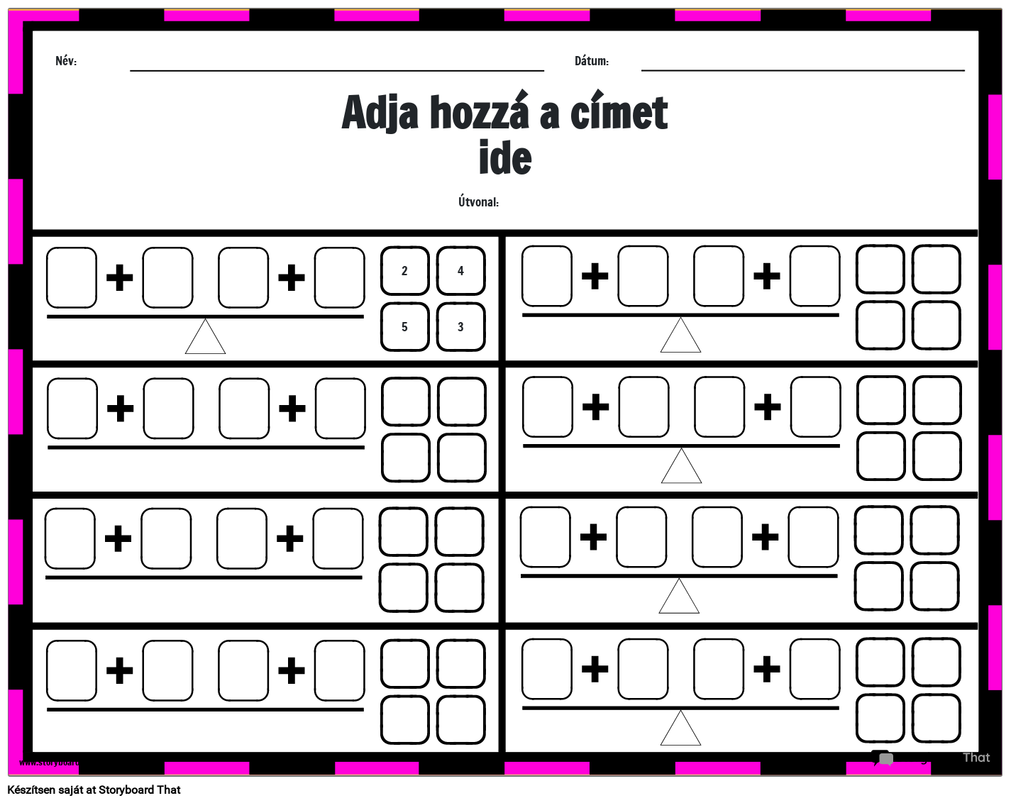 A Skála Kiegyensúlyozása - Matematikai Játék Munkalap