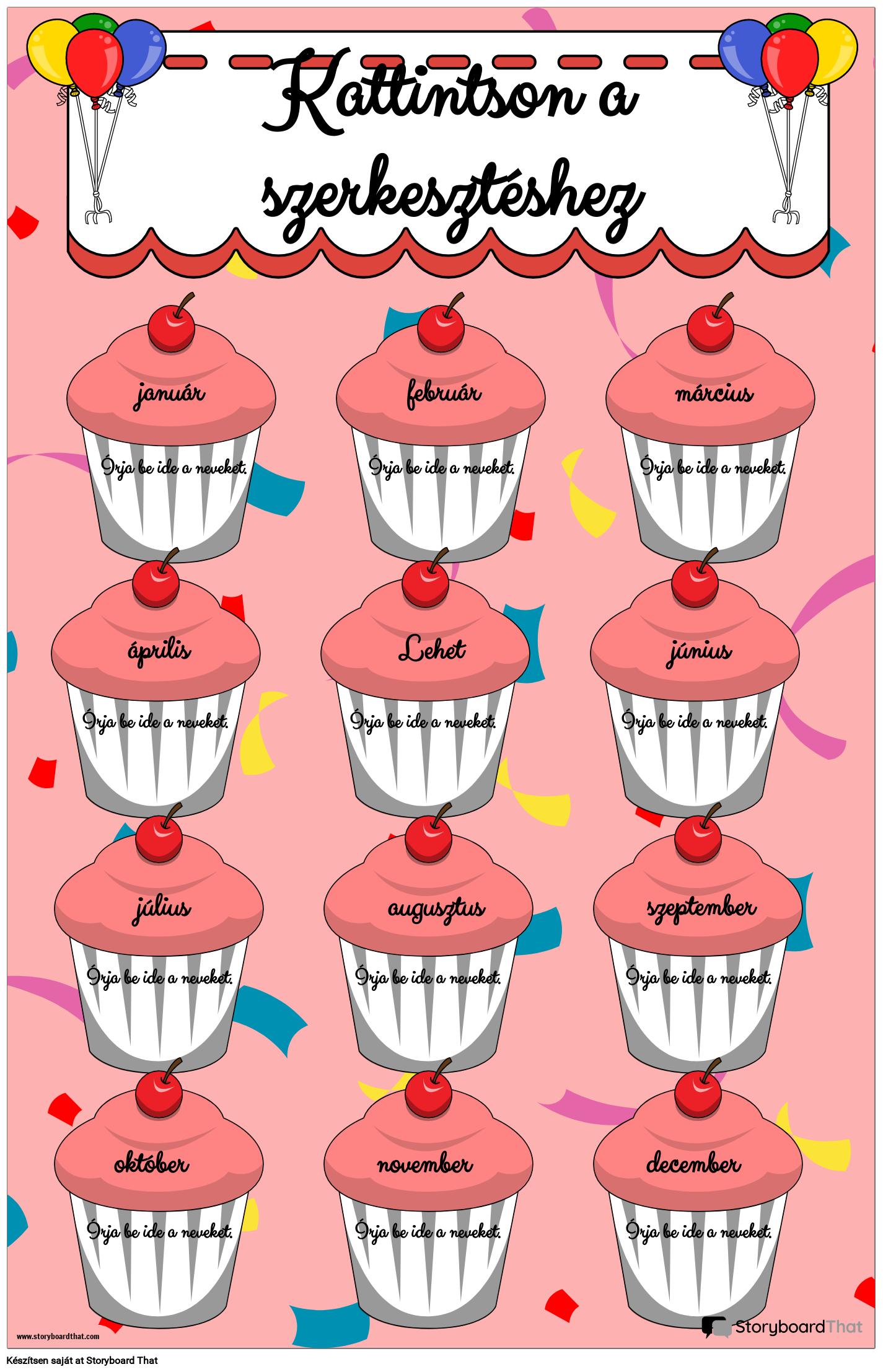 Cupcake Témájú Születésnapi Poszter Storyboard Cupcake Témájú Születésnapi Poszter Storyboard