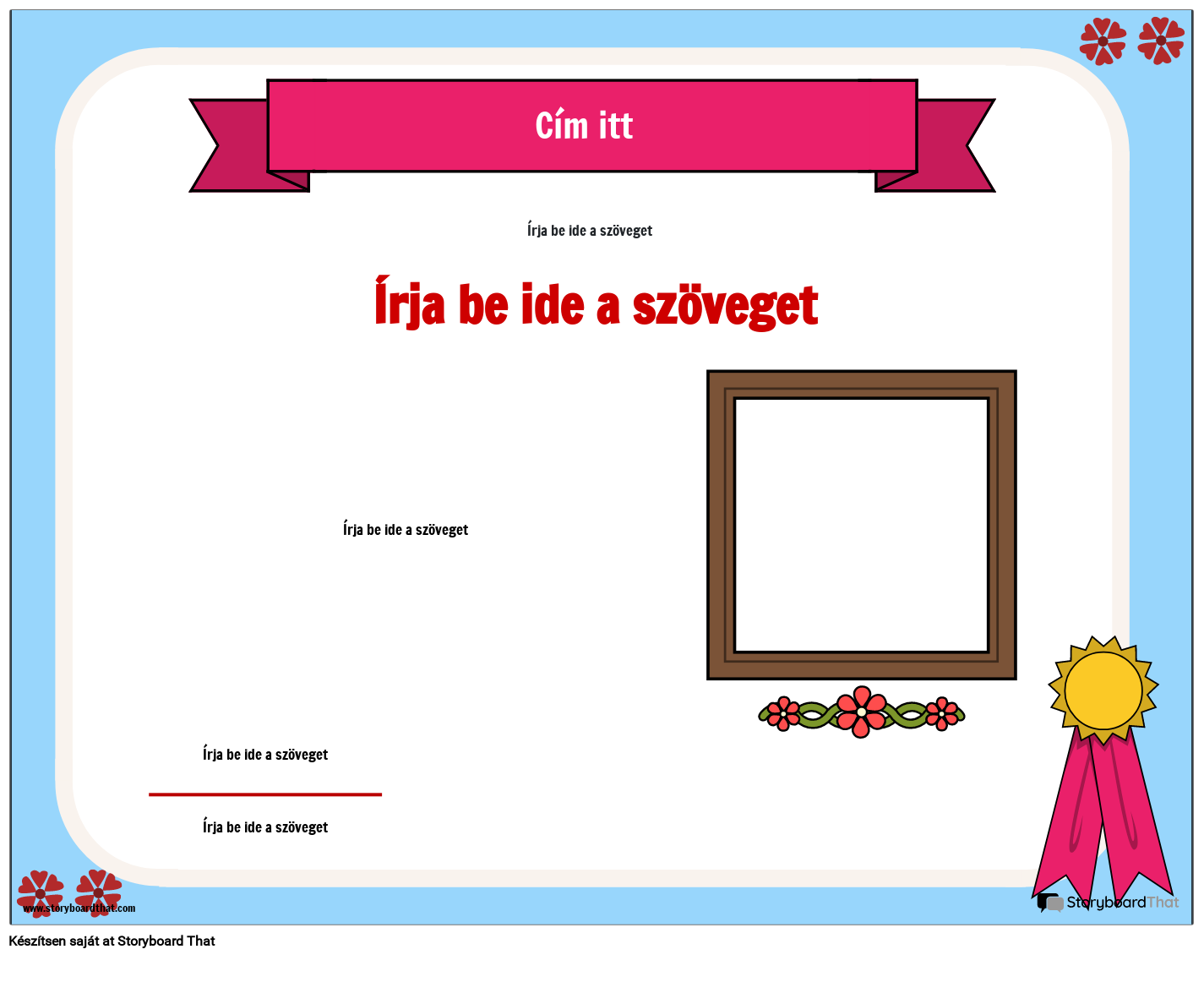 Legnagyobb Anya díj Oklevél Sablon Storyboard par hu-examples