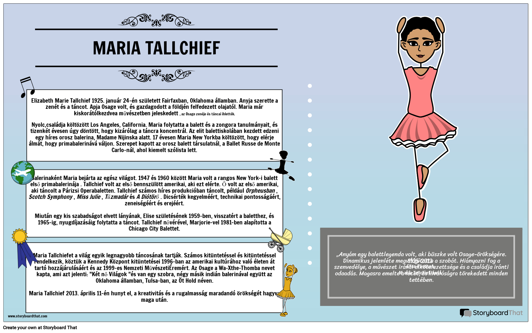 Maria Tallchief Életrajz Storyboard por hu-examples