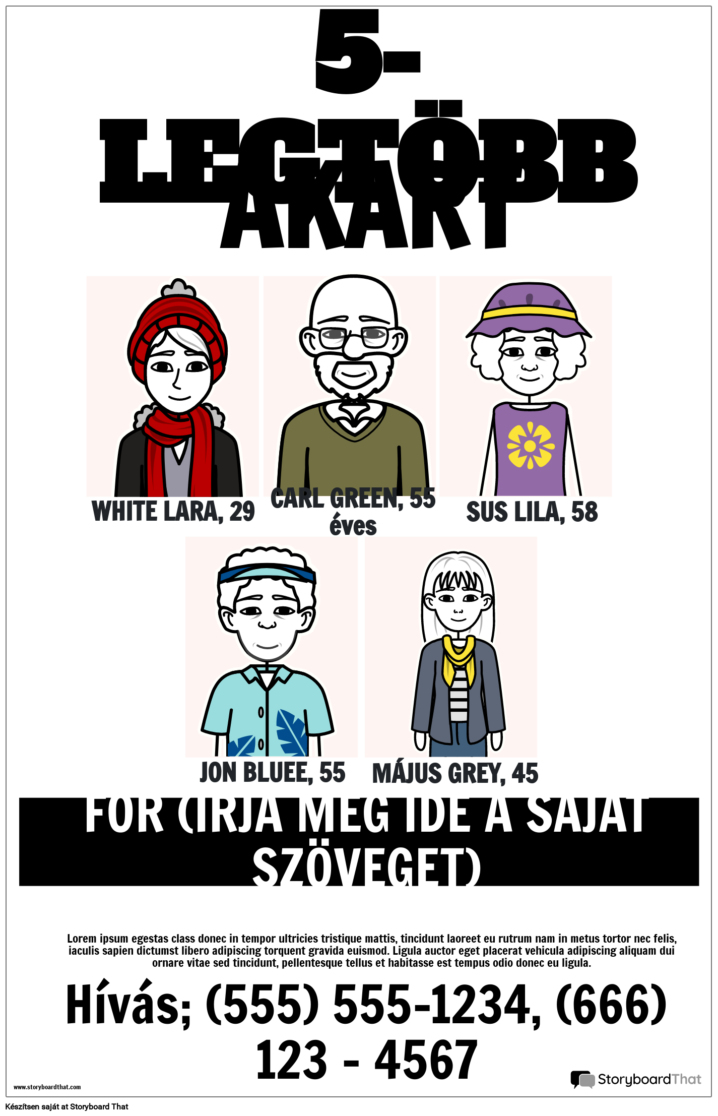 Plakátot keresek 5 gyanúsított számára Storyboard