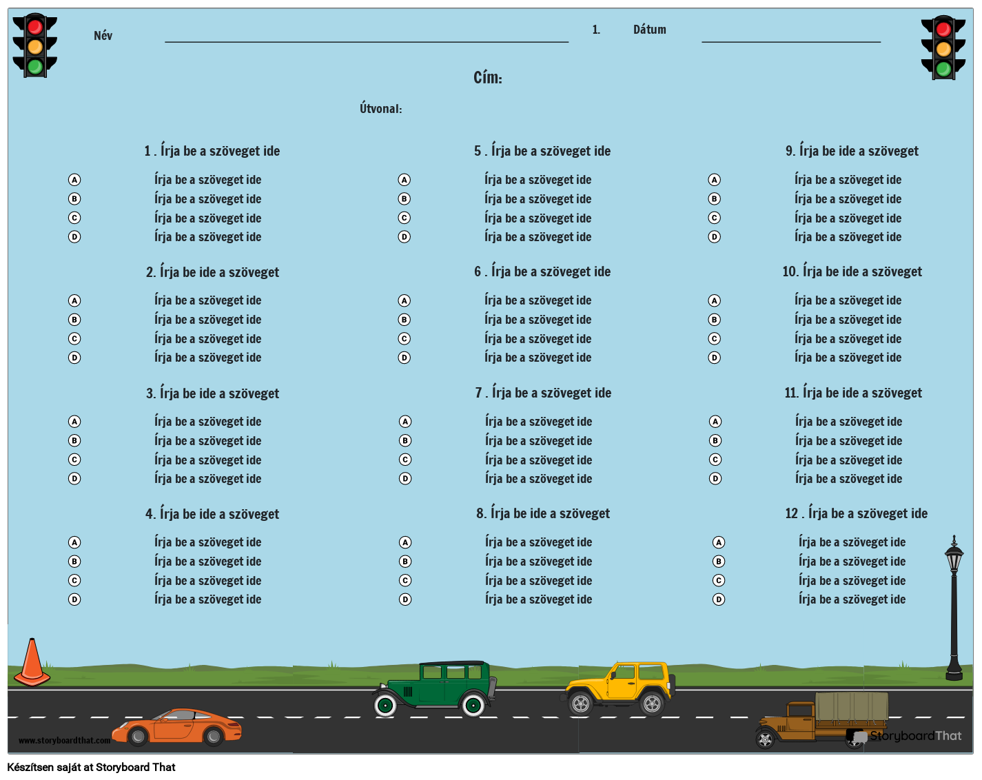 Road Téma Feleletválasztós Sablon Storyboard por hu-examples Road Téma Feleletválasztós Sablon Storyboard por hu-examples