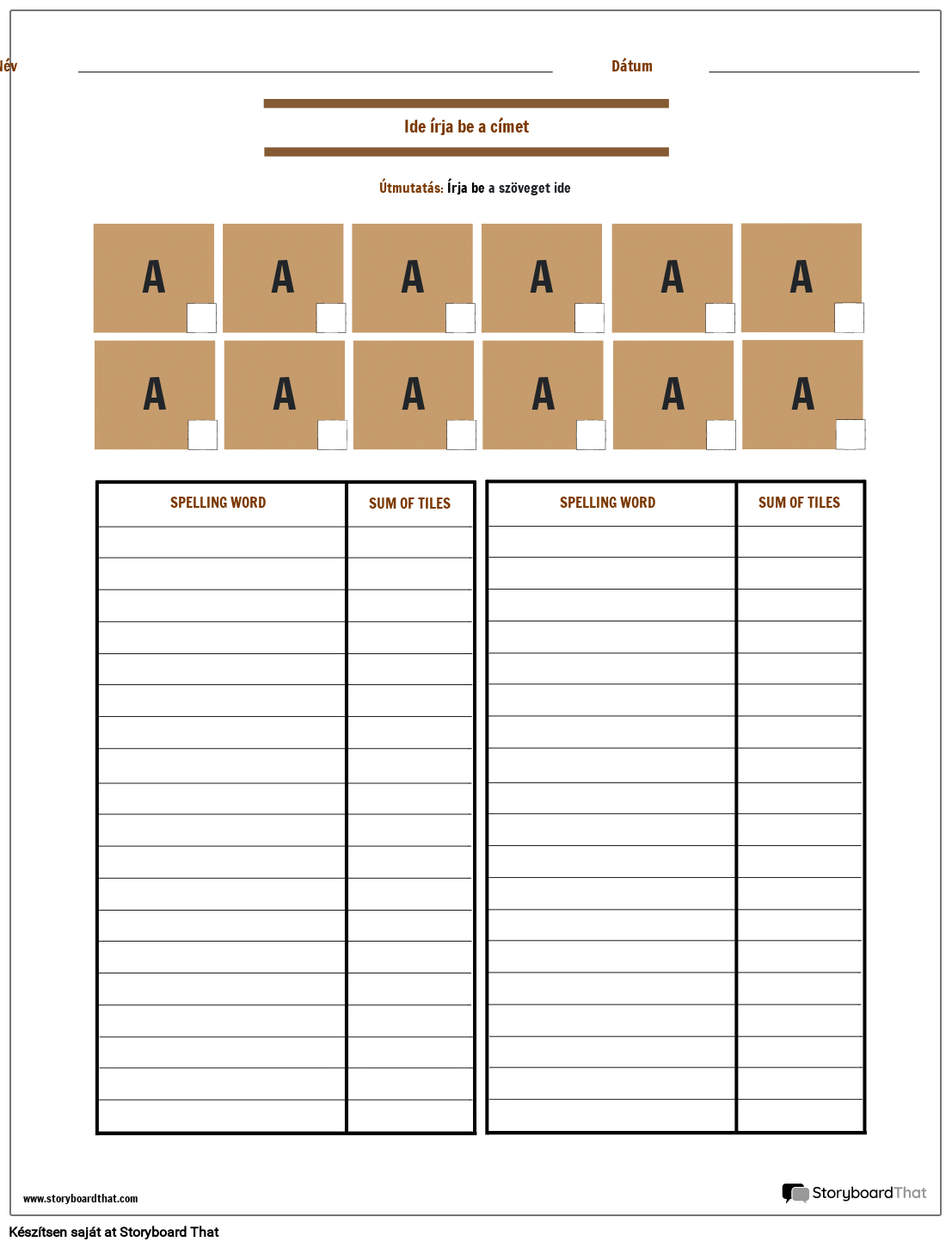 Scrabble Spelling Word Játéklap Storyboard par hu-examples