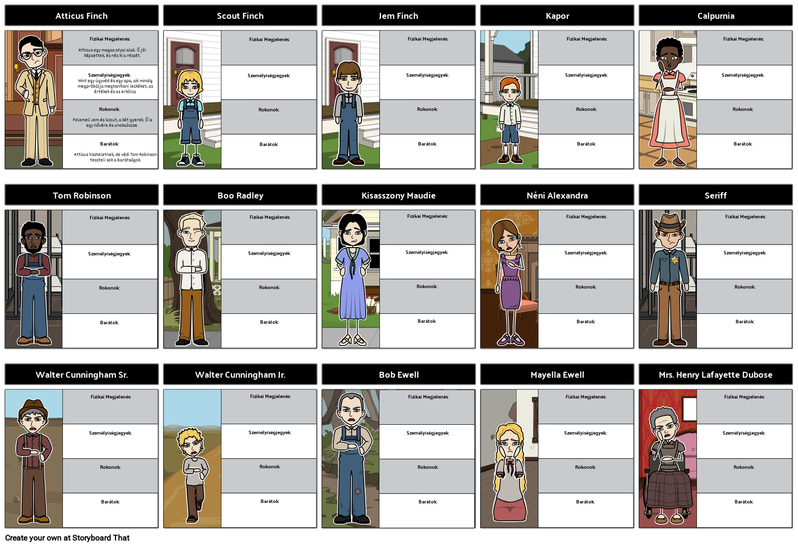 To Kill A Mockingbird Karakterek Siu etin s Linijos Iki Hu examples