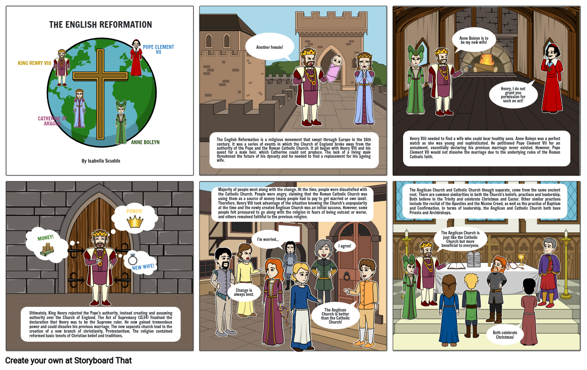 English Reformation Storyboard por isabellascudds