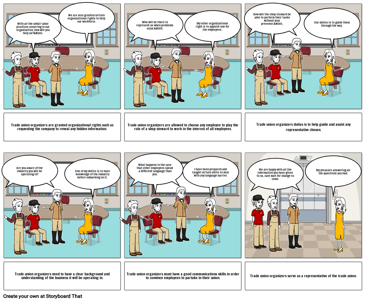 Conclusion on Trade Union organizer Storyboard