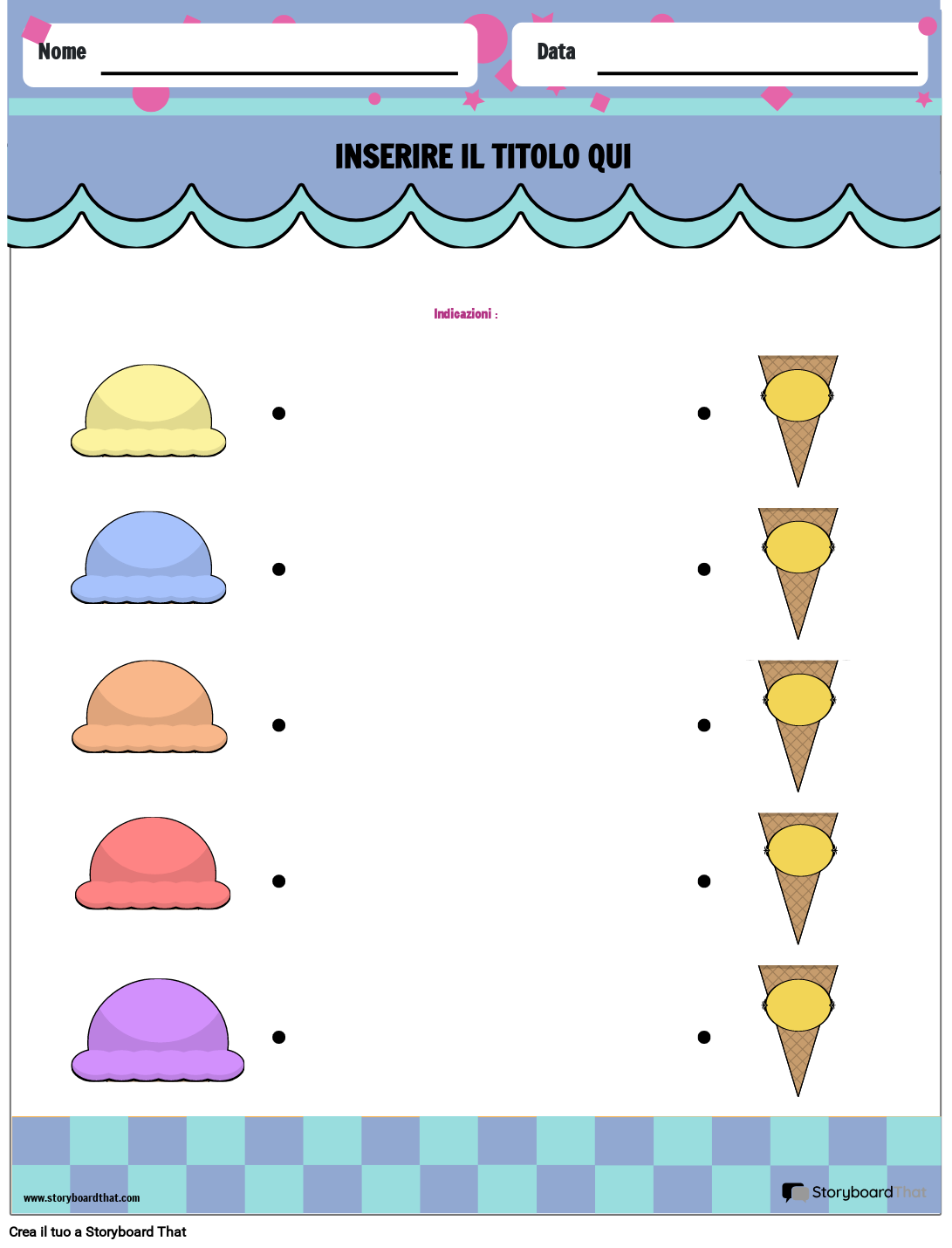 Attività di Abbinamento del Gelato Storyboard per it-examples