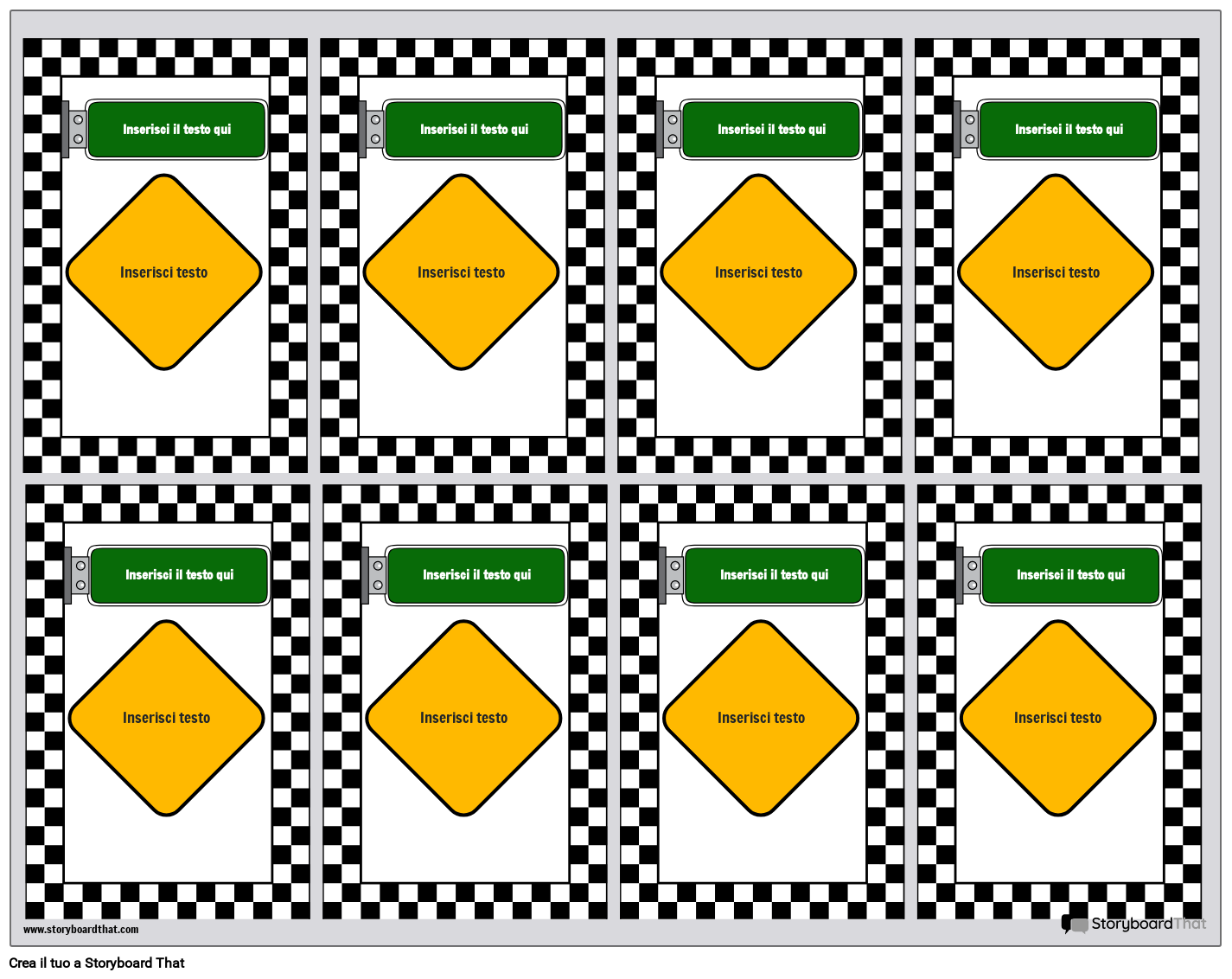 Auto da Corsa con Carte Personalizzate Storyboard