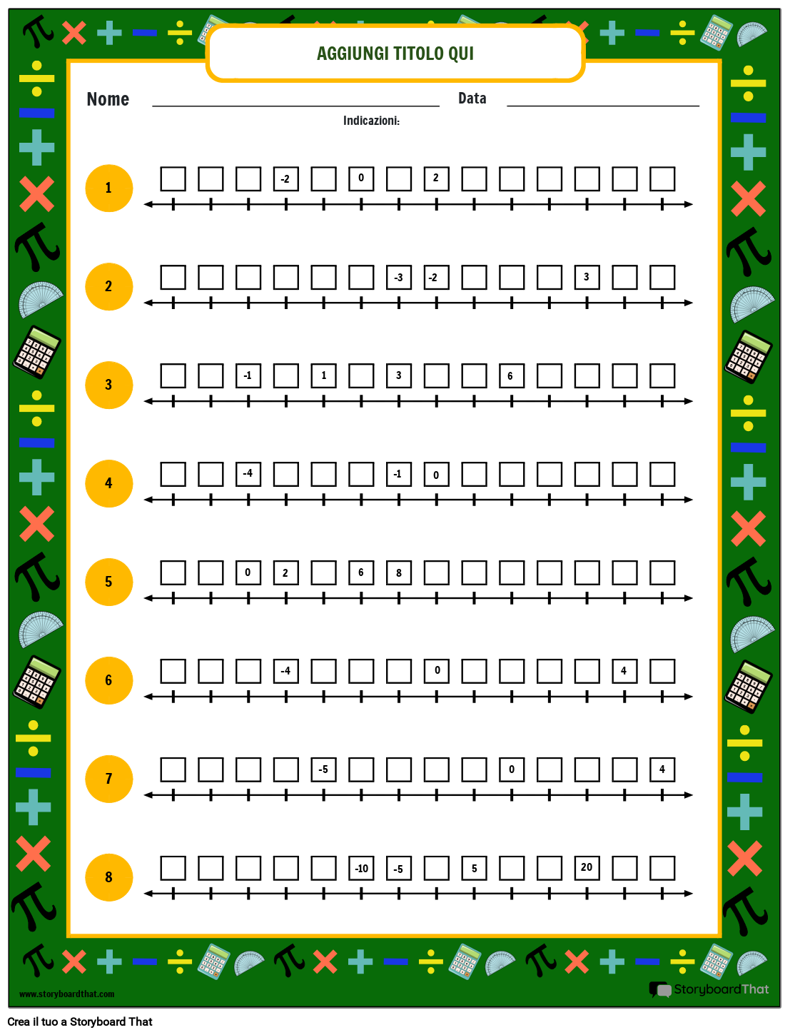 Compilazione dei Numeri Mancanti su una Linea Numerica