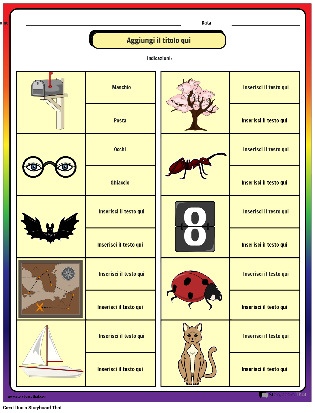 Foglio di lavoro sugli omofoni Storyboard par it-examples