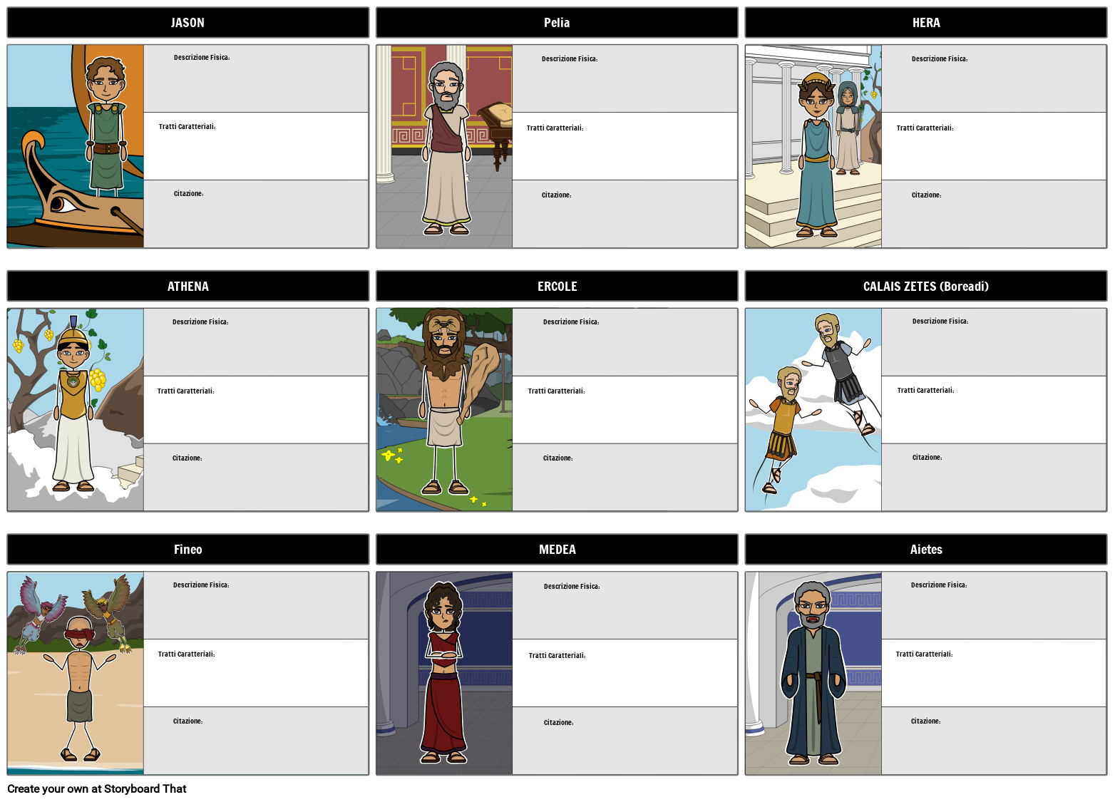Giasone e gli Argonauti Personaggi Storyboard por it-examples