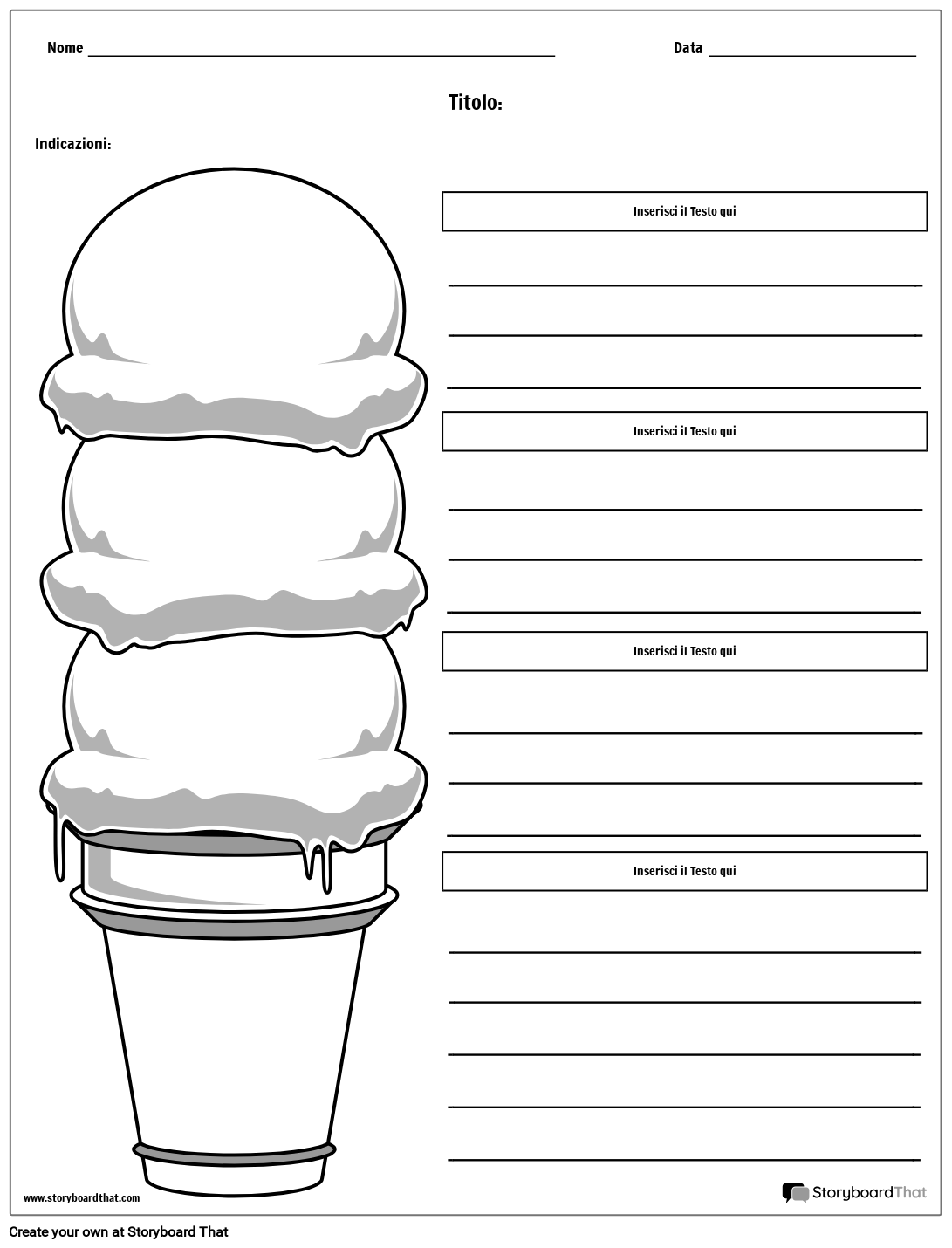 Ice Cream Cone Paragraph Storyboard par it-examples