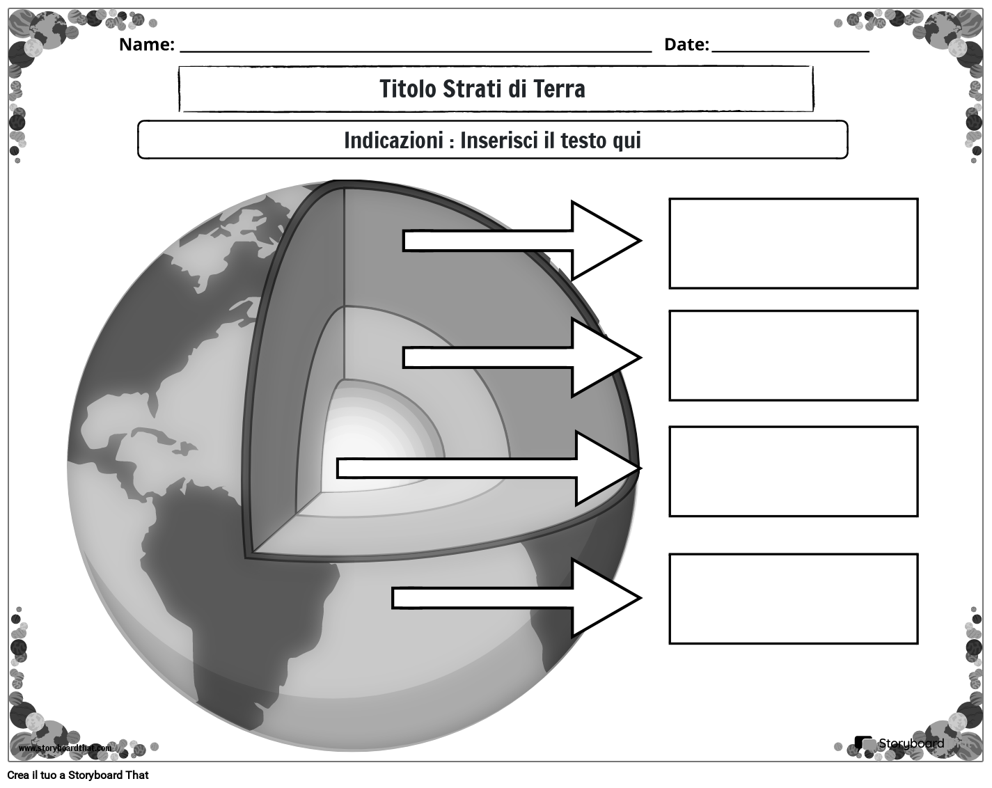 Modello degli strati della terra di scienze della terra
