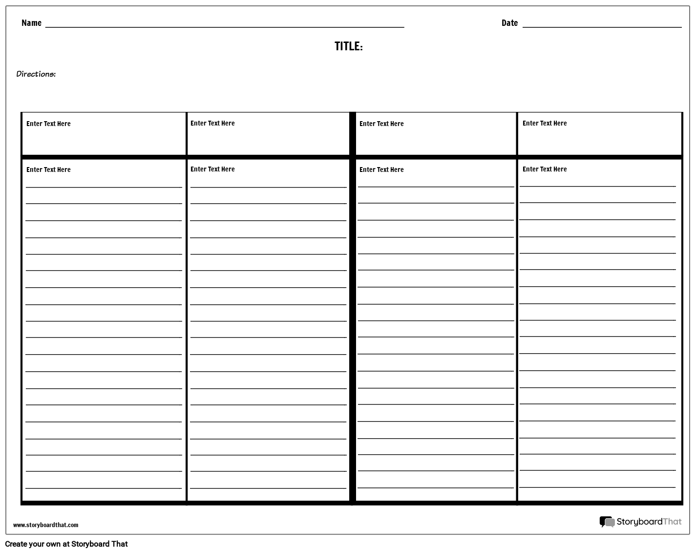 Note A Quattro Colonne Con Righe Storyboard Per It Examples