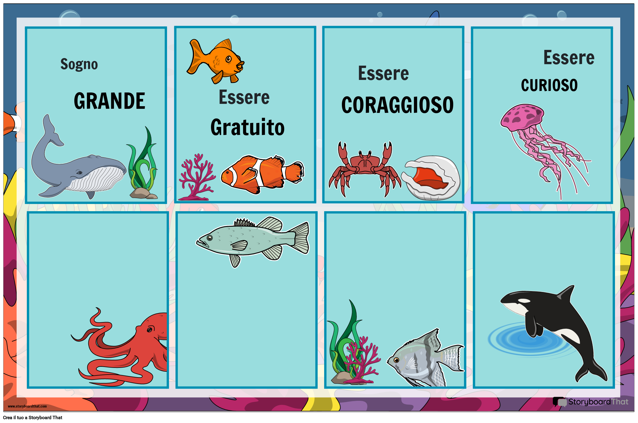 Poster Motivazionale a Tema Creature Marine Storyboard