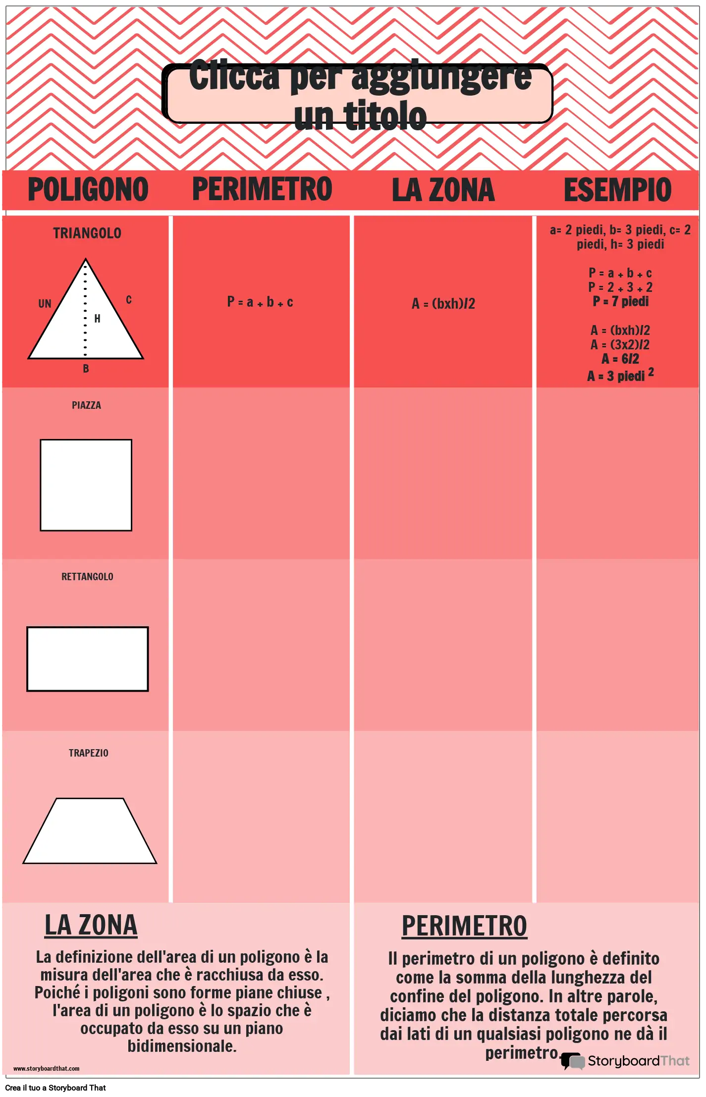 Poster per area e perimetro a tema rosa Storyboard