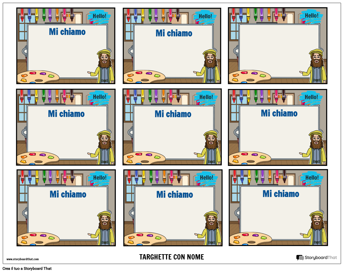 Targhetta con Nome per Lezione D'arte Storyboard