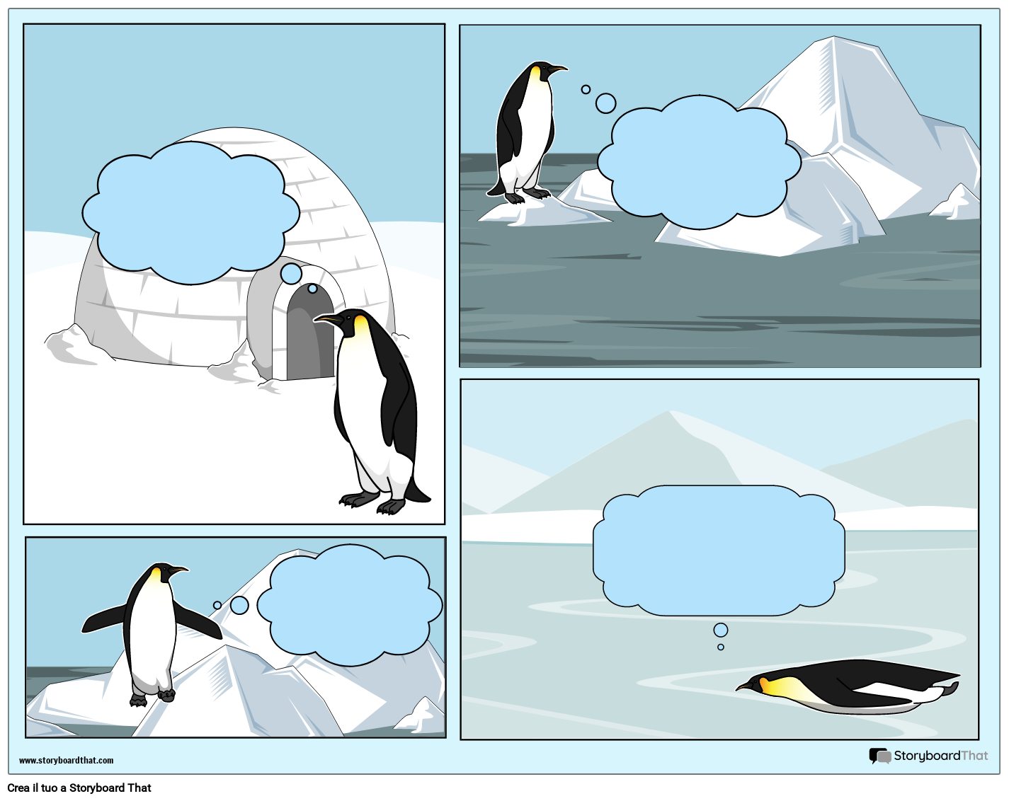 Tema del Pinguino dei Fumetti Storyboard by it-examples