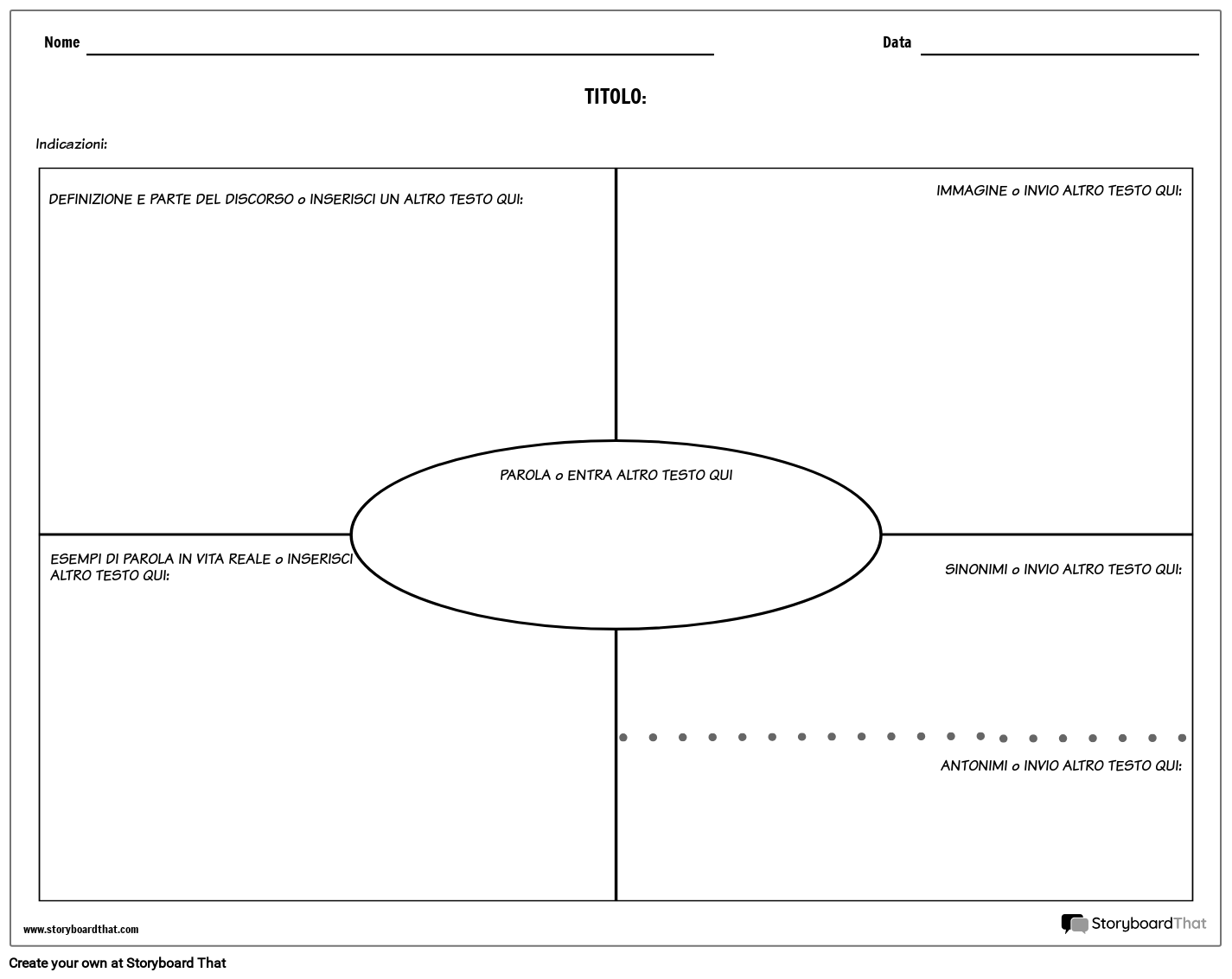 Vocabulary - Traditional Frayer Model Storyboard
