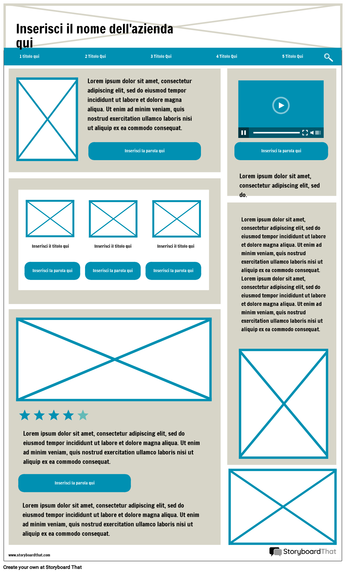 WireFrame Aziendale Vs Mock up Template 3 Storyboard