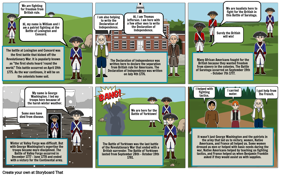 SS Revolutionary War Study Guide Storyboard by jadeb123