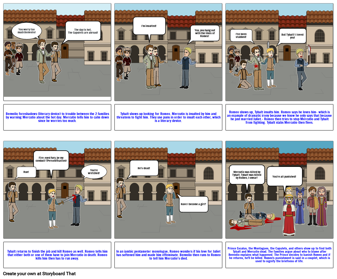 Romeo & Juliet Act 3 Scene 1 Storyboard by jakhiawilliams