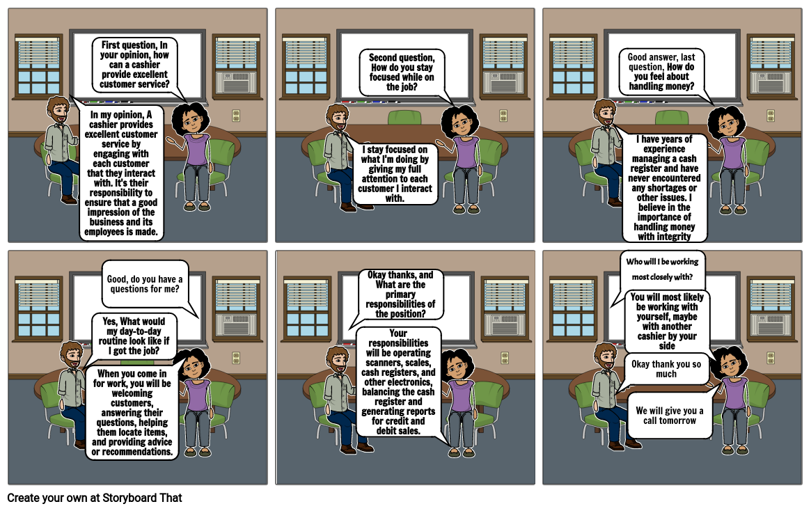 Interview Storyboard- Cashier Storyboard por jmassay