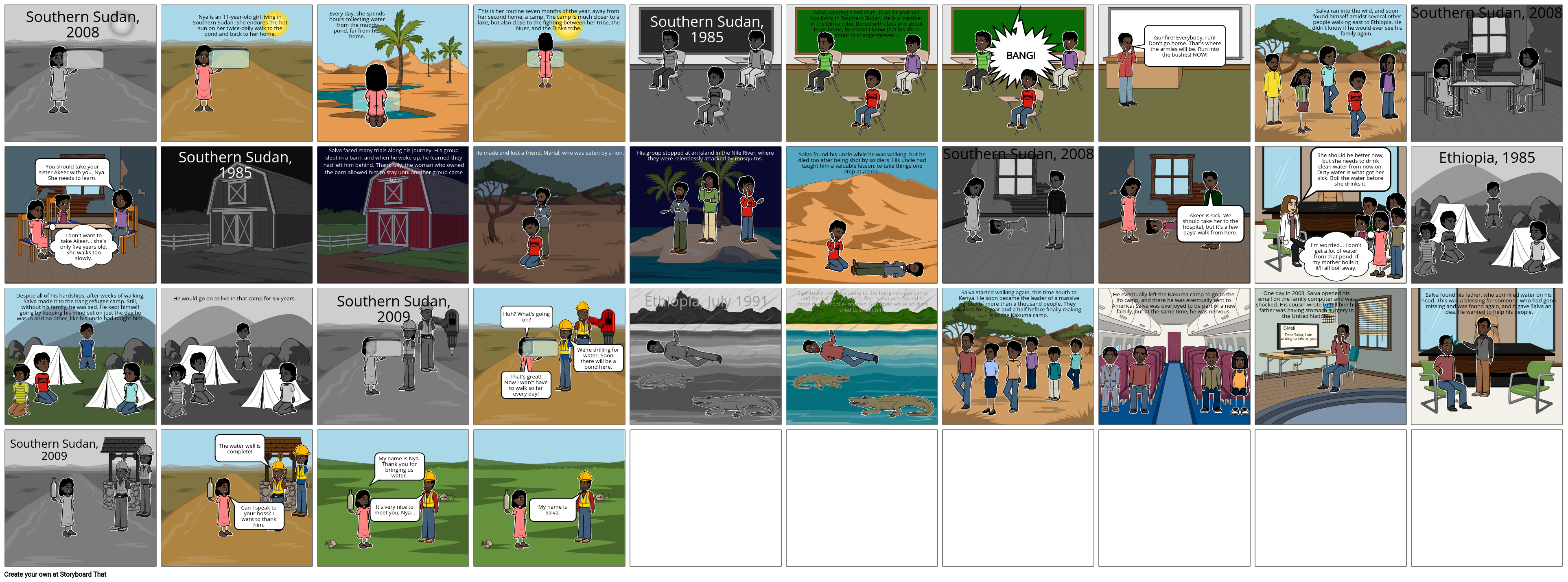 A Long Walk to Water Storyboard por jmiele104