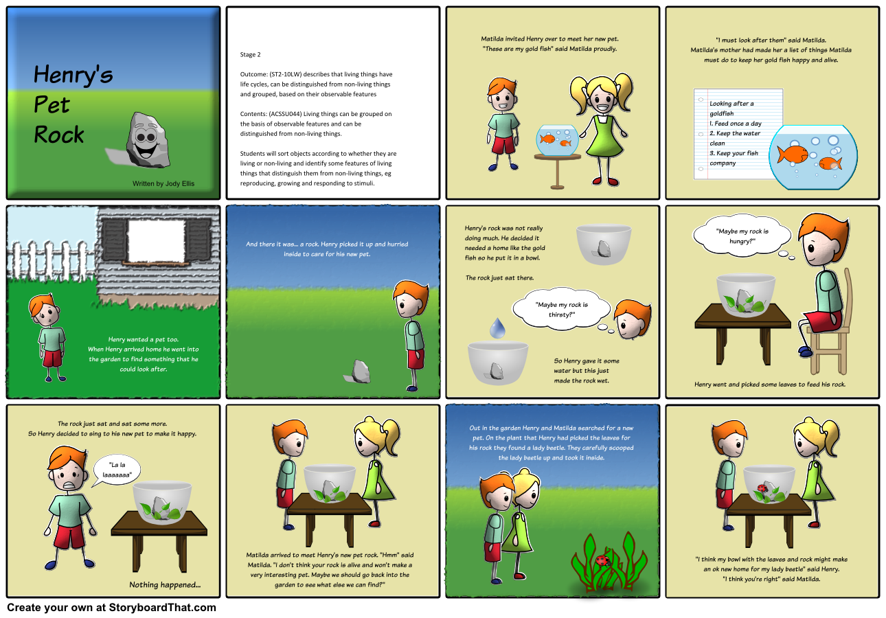 Henry's Pet Rock Storyboard por jodyellis