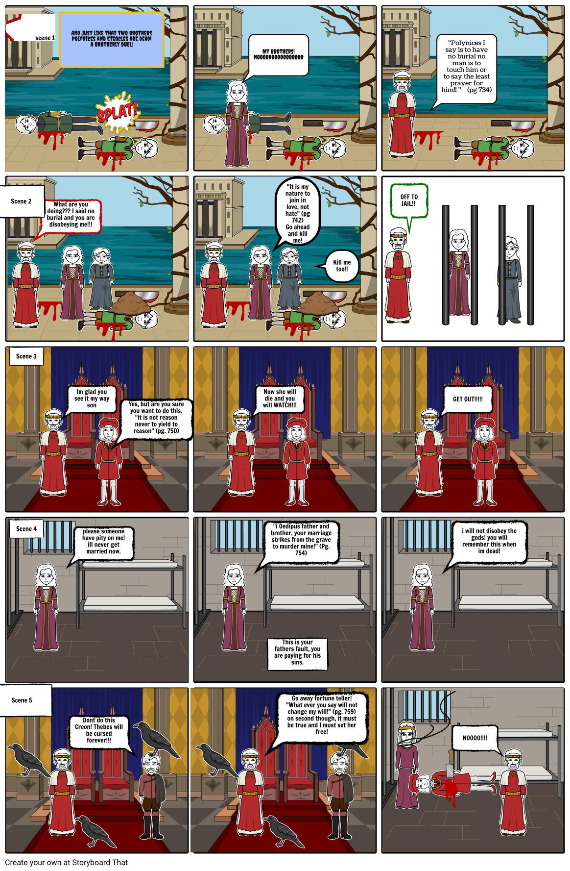 Antigone Comic by Jonah Lichlyter Storyboard by jonahsmom01