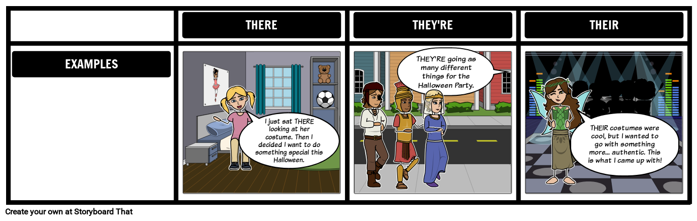 There, They're, Their - Homophone Examples Storyboard