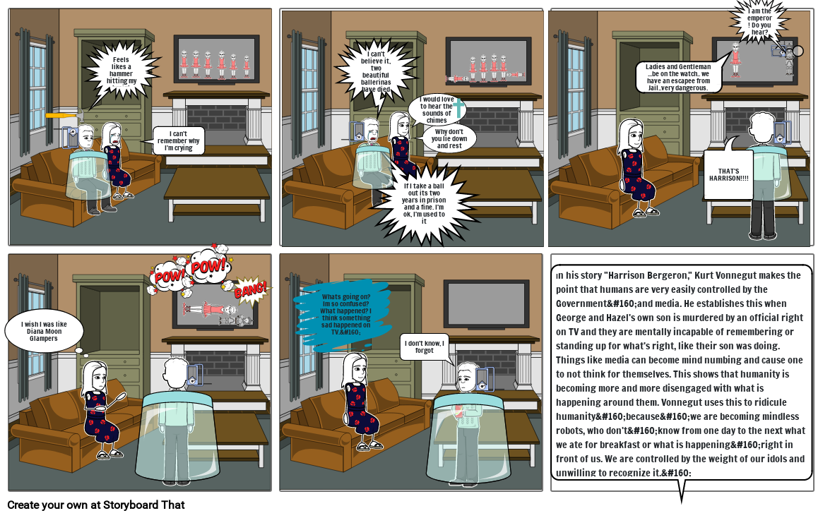 Harrison Bergeron Satire Project Storyboard by korbin2022
