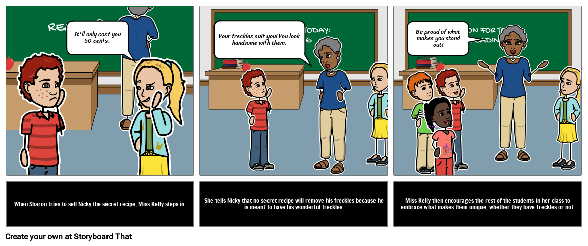 Predicting What Will Happen in Freckle Juice Storyboard