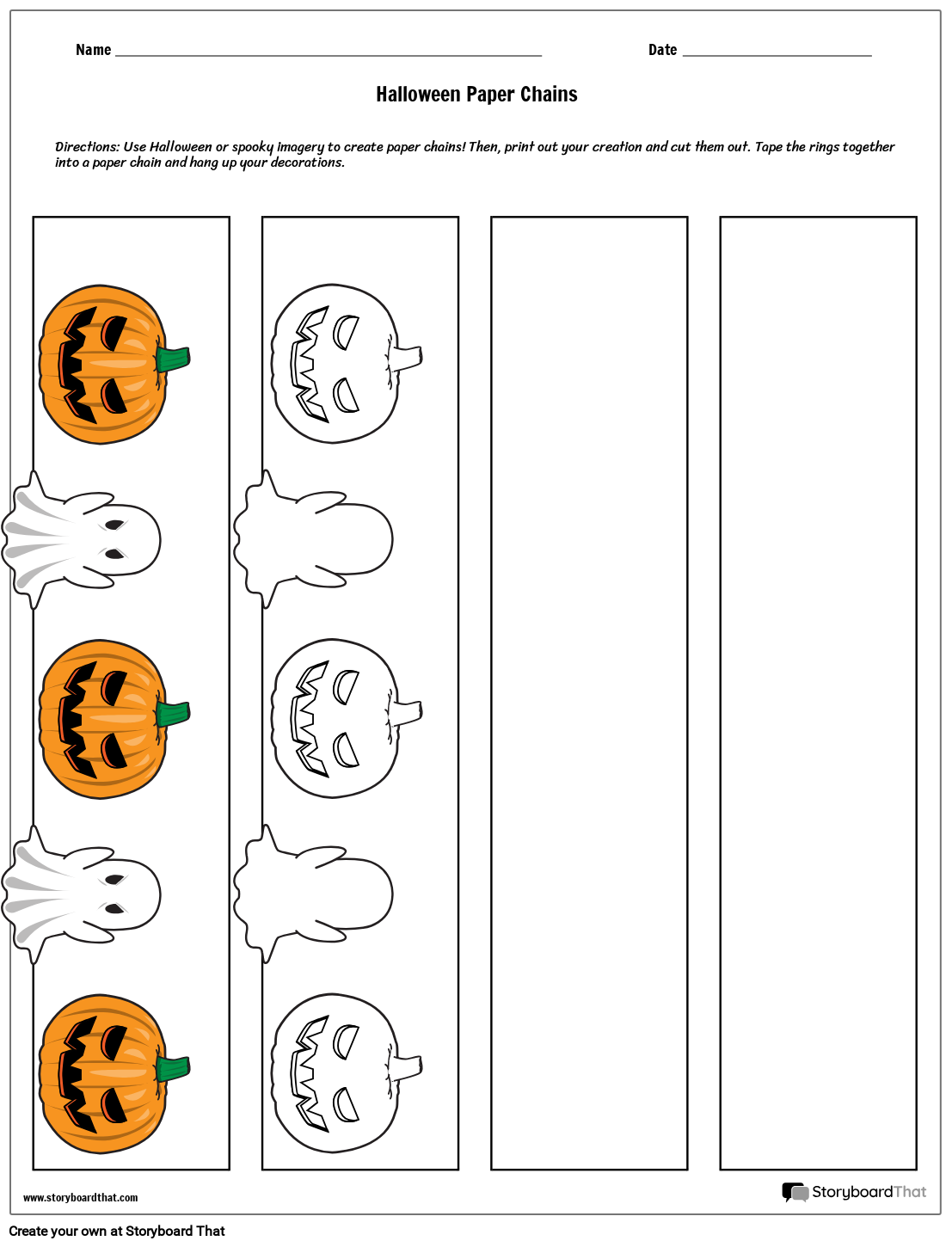 Halloween Holiday Paper Chains Template Storyboard