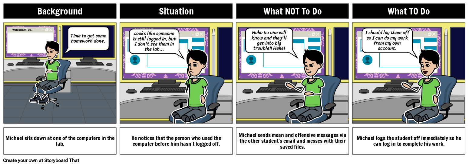 Digital Safety for Students: Logging Off Storyboard