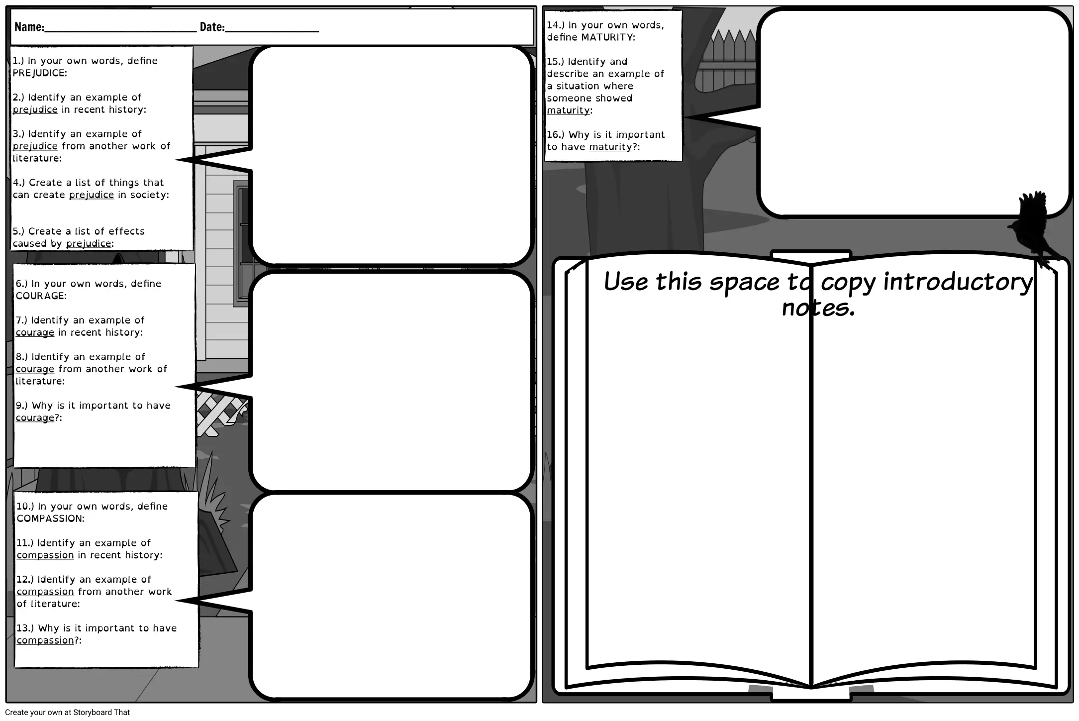 TKAM Intro Worksheet Themes Storyboard Kristy littlehale tkam-intro-worksheet-themes-storyboard-kristy-littlehale