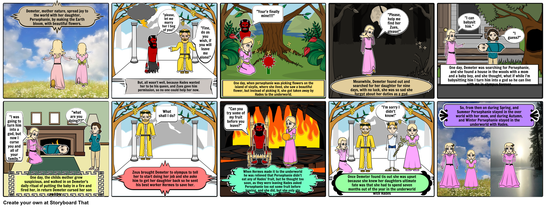 Shelby Brackett-Demeter and Persephanie Storyboard