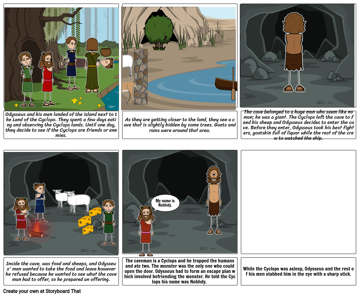 ODYSSEUS AND HIS MEN VS. THE CYCLOPS Storyboard