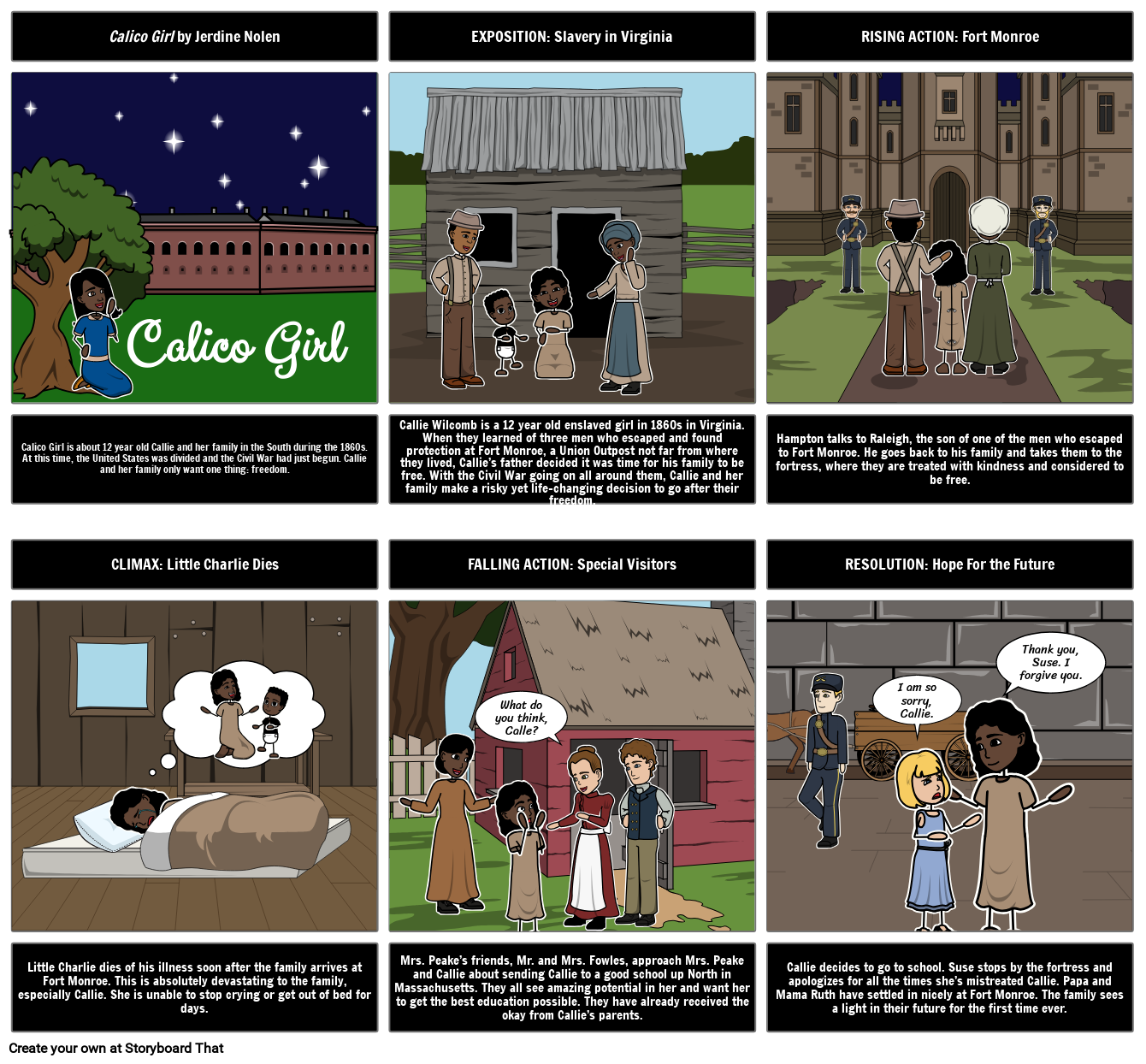 Calico Girl Plot Diagram Storyboard por lauren