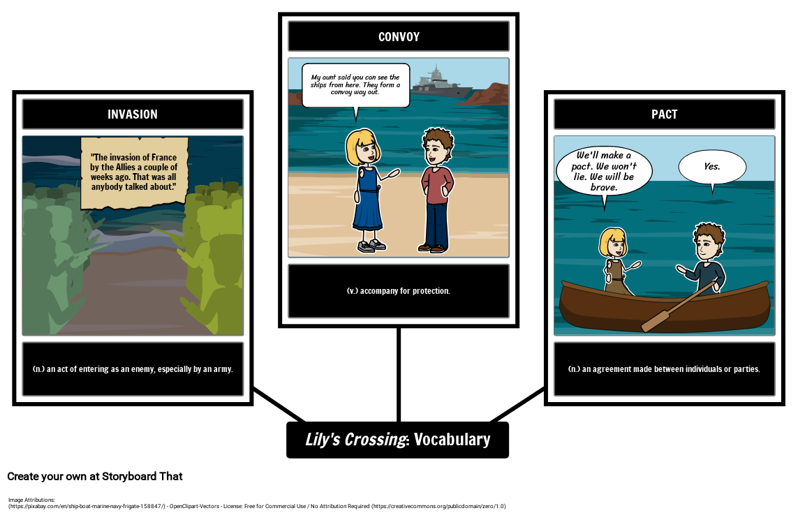 Lilys Crossing Vocabulary and Definitions Storyboard