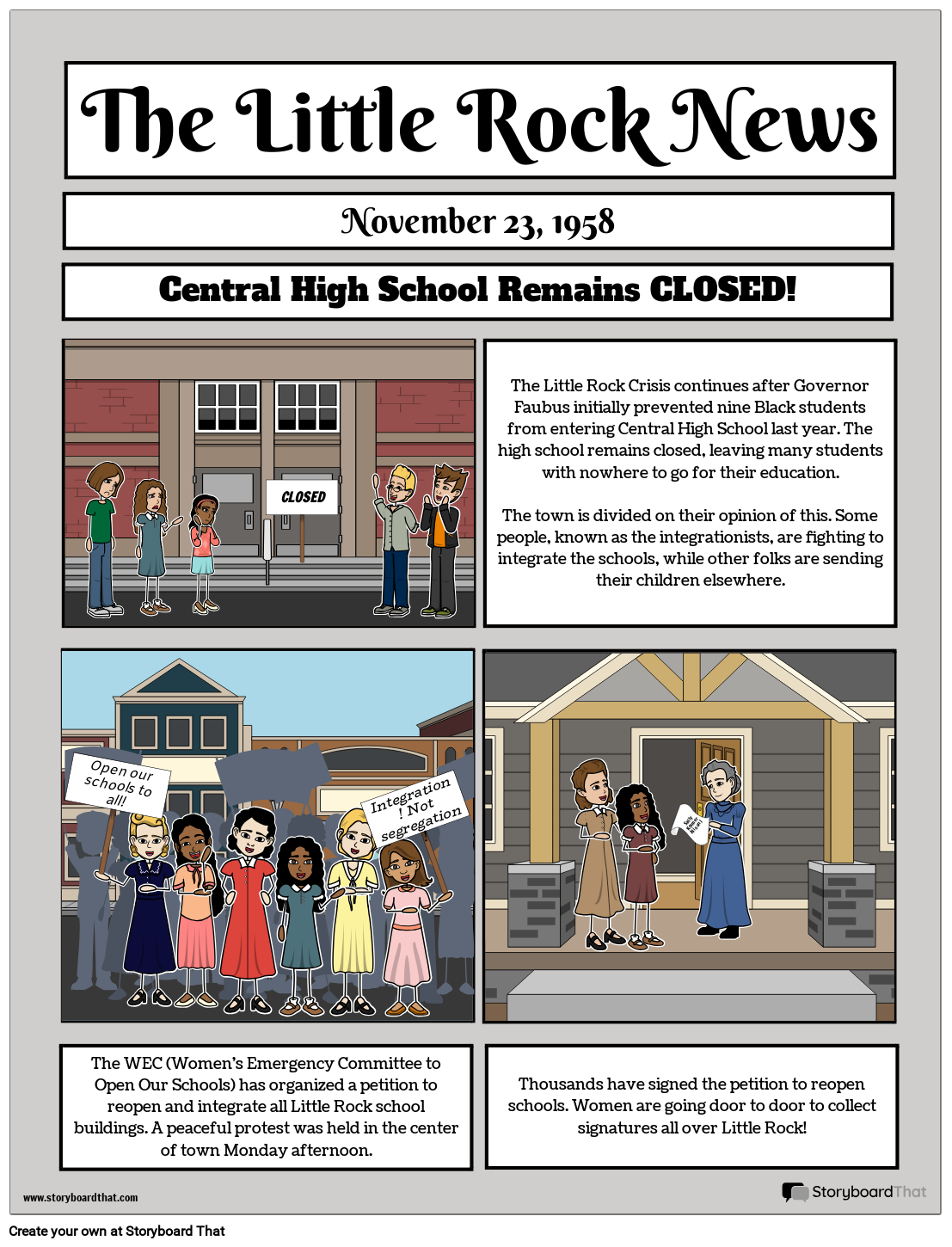 Lions of Little Rock Newspaper Storyboard by lauren