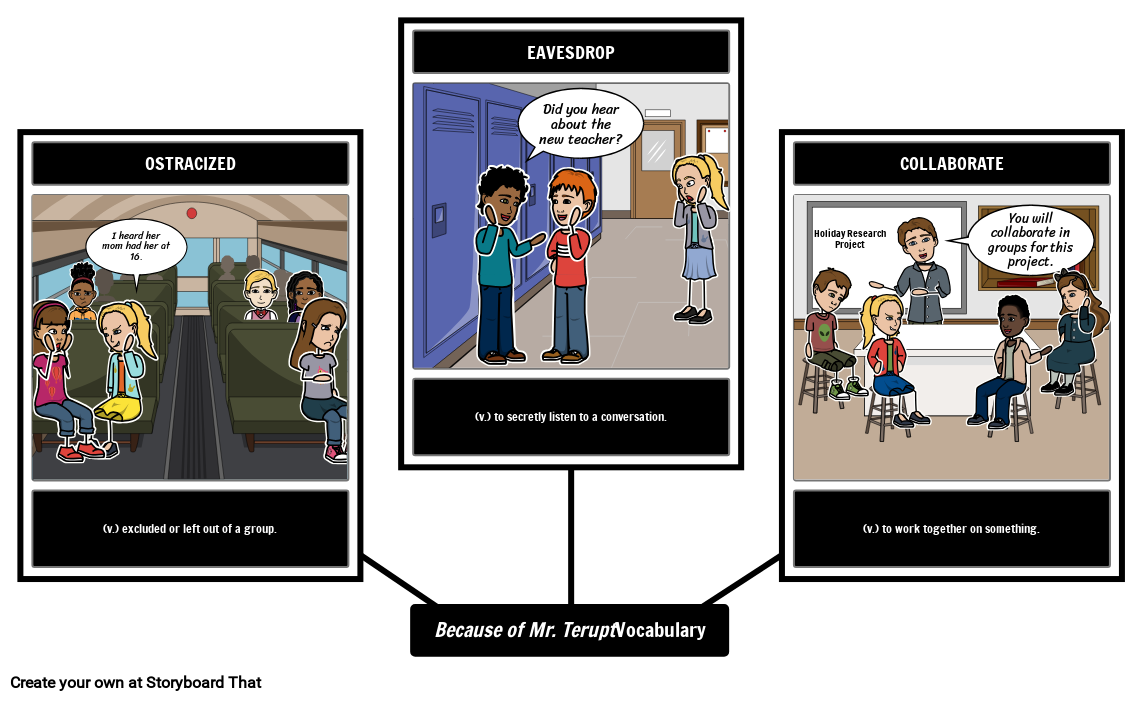 Because of Mr. Terupt Vocabulary Storyboard von lauren